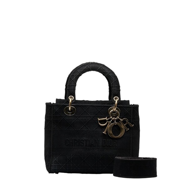 Dior | Bags | Dior Delight Cannage Handbag Shoulder Bag Black Canvas ...